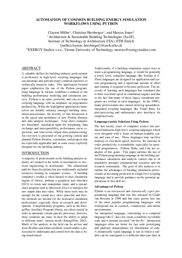 (PDF) Automation of common building energy simulation workflows using ...