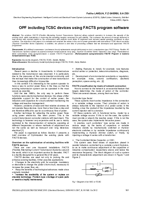 Pdf Opf Including Tcsc Devices Using Facts Program Software