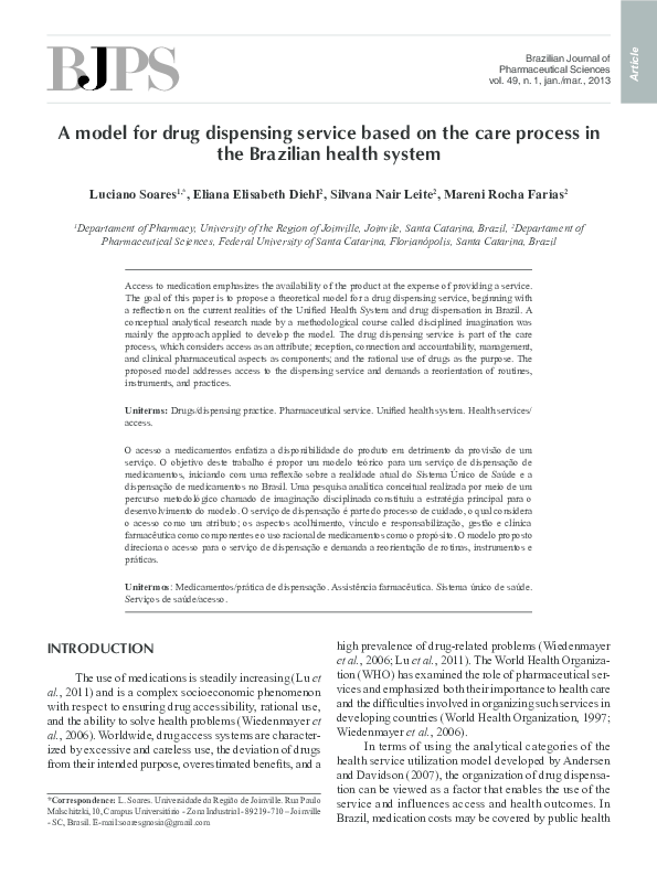 (PDF) A model for drug dispensing service based on the care process in ...