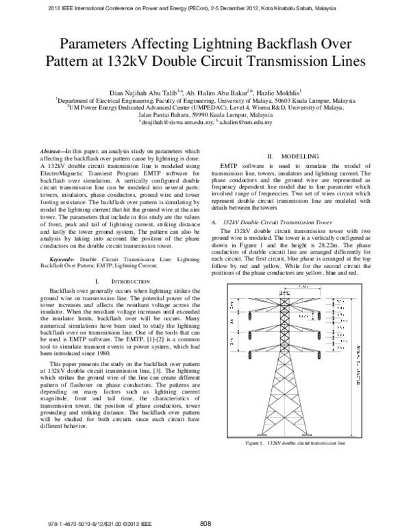(PDF) Parameters affecting lightning backflash over pattern at 132kV ...