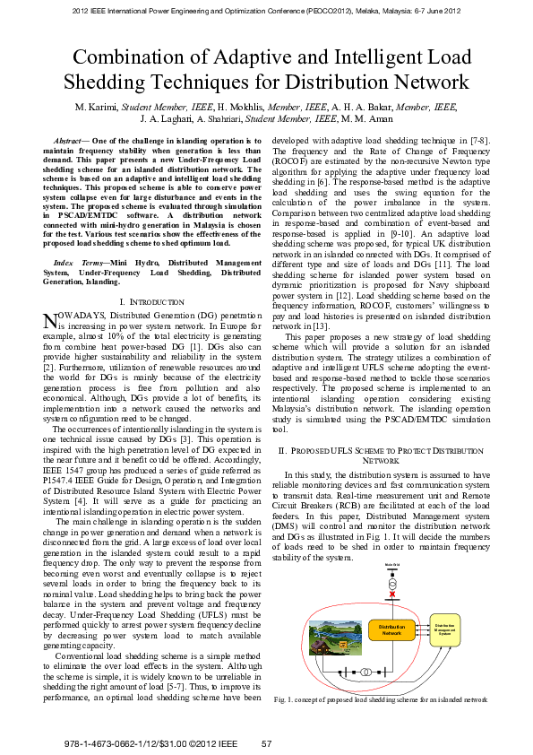 (PDF) Combination of adaptive and intelligent load shedding techniques for distribution network