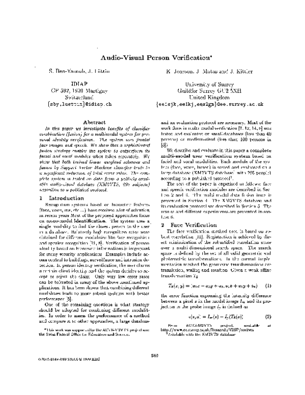 (PDF) Audio-visual person verification