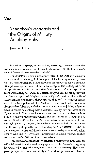 "Xenophon's Anabasis and the origins of military autobiography"