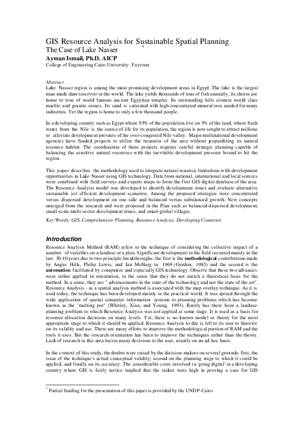 (PDF) GIS Resource Analysis for Sustainable Spatial Planning