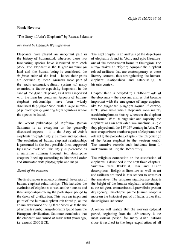 (PDF) The Story of Asia’s Elephants" by Raman Sukumar