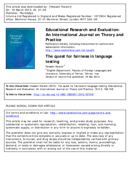 (PDF) The Quest for Fairness in Language Testing