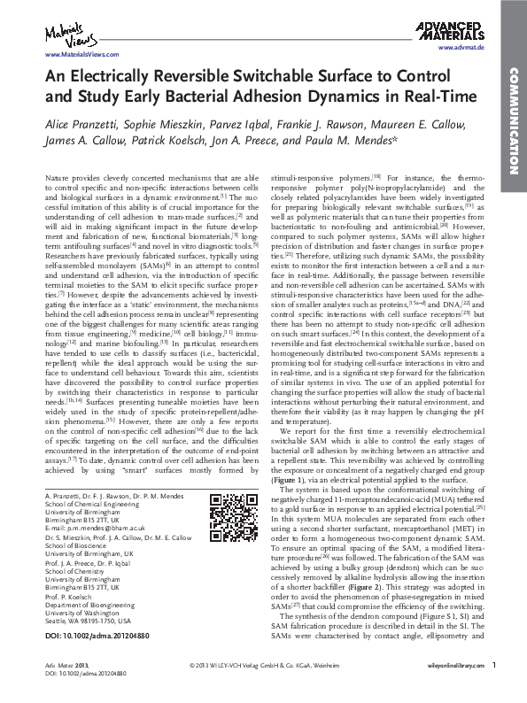 (PDF) An Electrically Reversible Switchable Surface to Control and ... (PDF) An Electrically Reversible Switchable Surface to Control and ...
