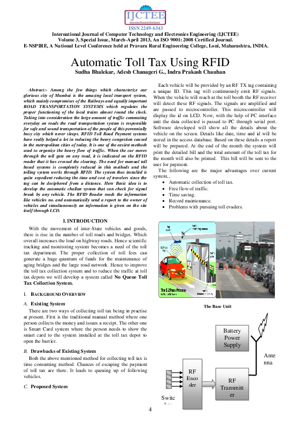 (PDF) Automatic Toll Tax Using RFID