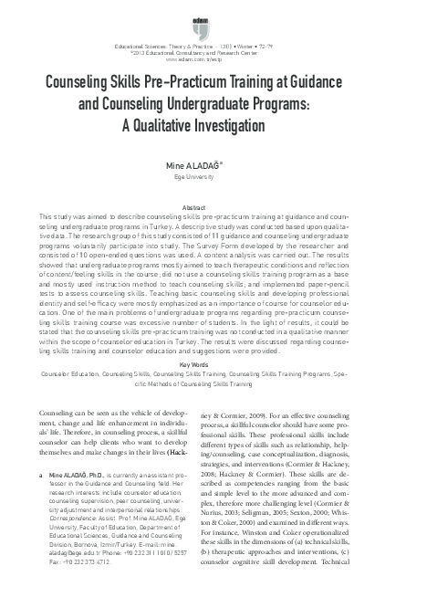 (PDF) Counseling Skills Pre-Practicum Training at Guidance and ...