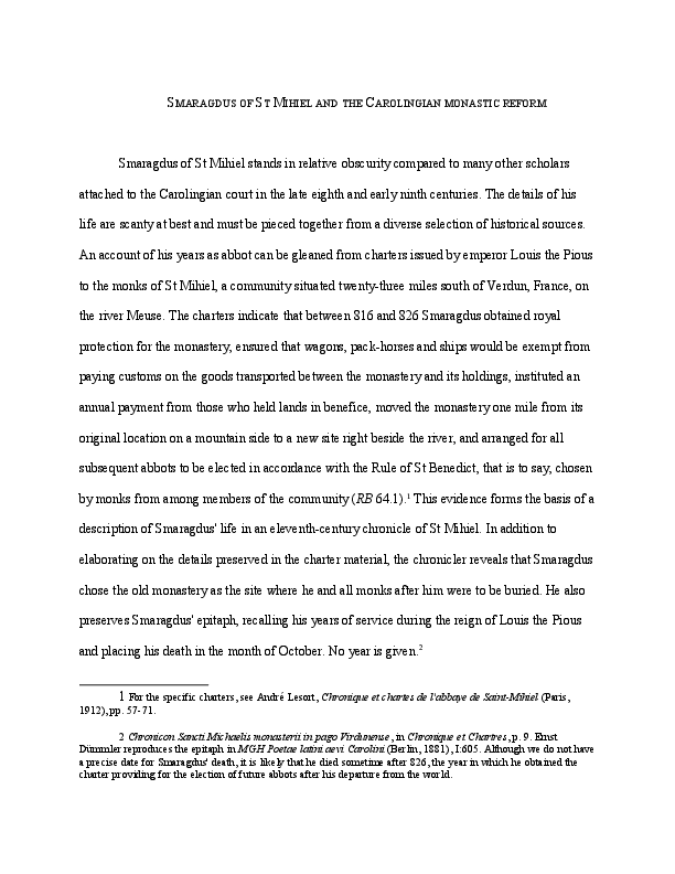 (PDF) Smaragdus of Saint-Mihiel and the Carolingian Monastic Reform