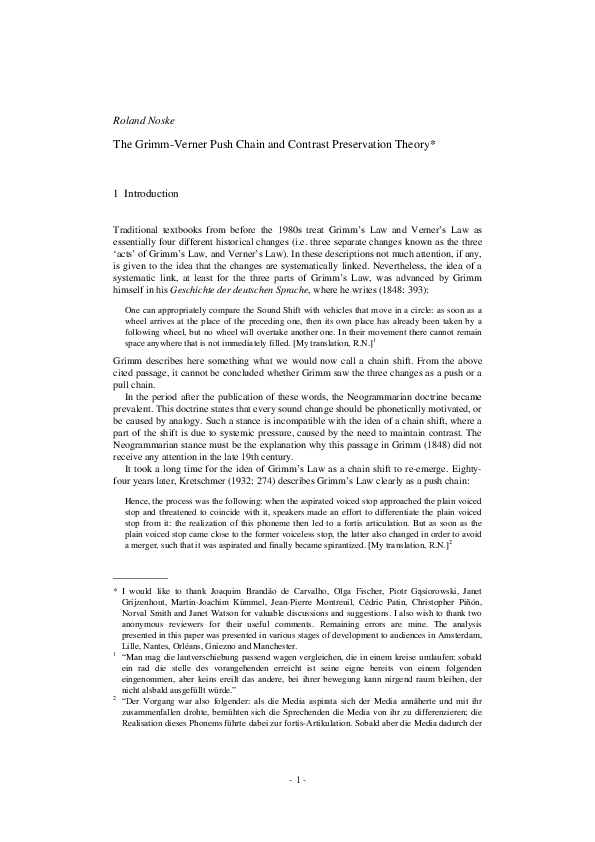 (PDF) The Grimm-Verner Chain Shift and Contrast Preservation Theory