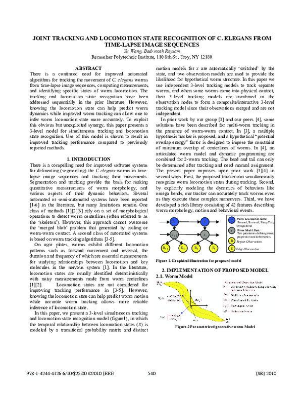 (PDF) Joint tracking and locomotion state recognition of C. elegans from time-lapse image sequences
