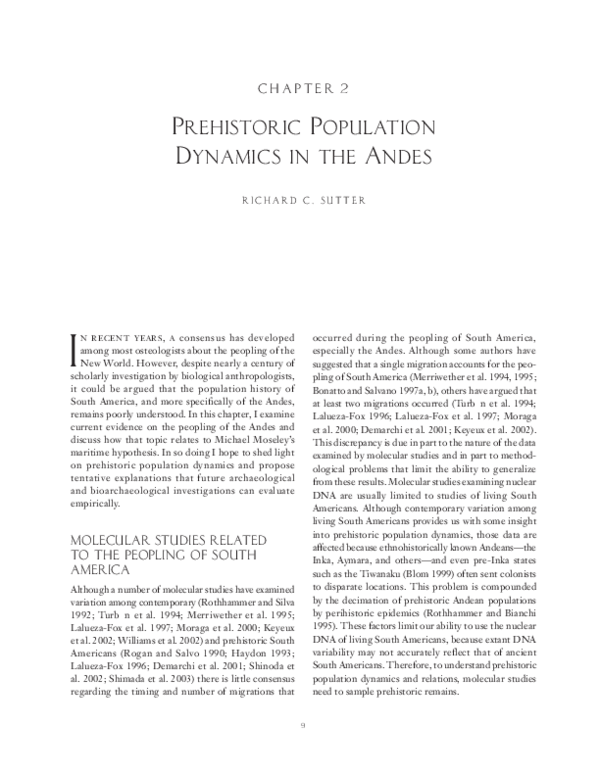 Prehistoric population dynamics in the Peruvian Andes