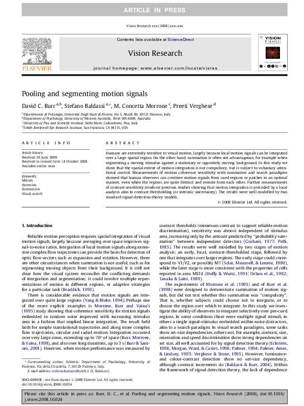 (PDF) Pooling and segmenting motion signals