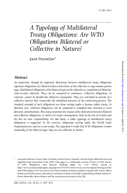(PDF) A typology of multilateral treaty obligations: are WTO ...