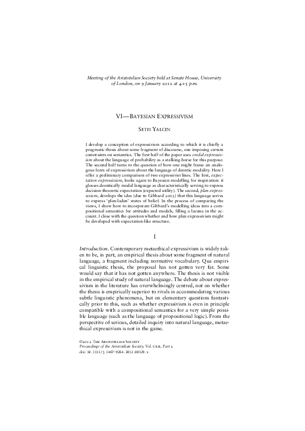 (PDF) Bayesian expressivism