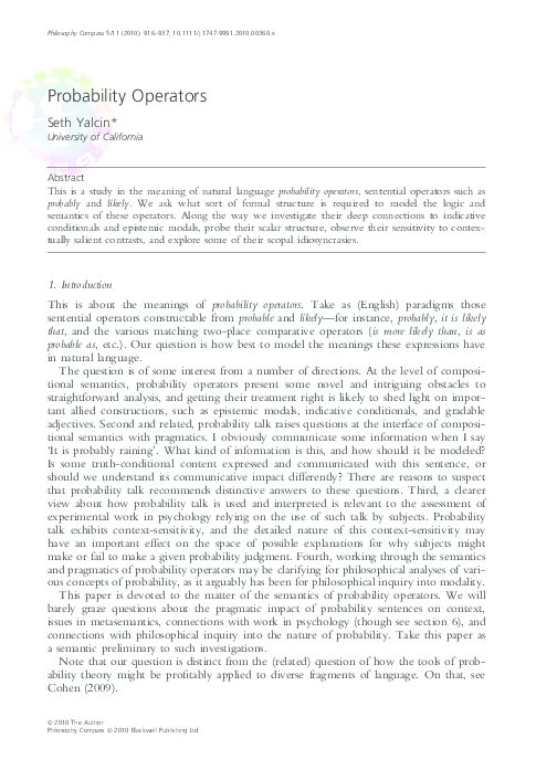 (PDF) Probability operators