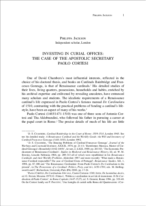 (PDF) Investing in Curial Offices: the case of the Apostolic Secretary ...