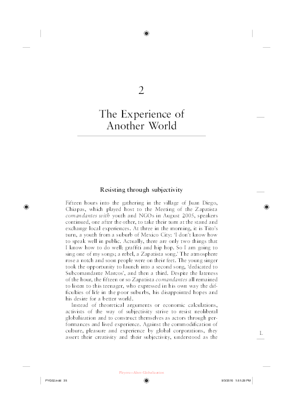 (PDF) Alter-globalization. Part 2. Alter-activists, prefigurative ...