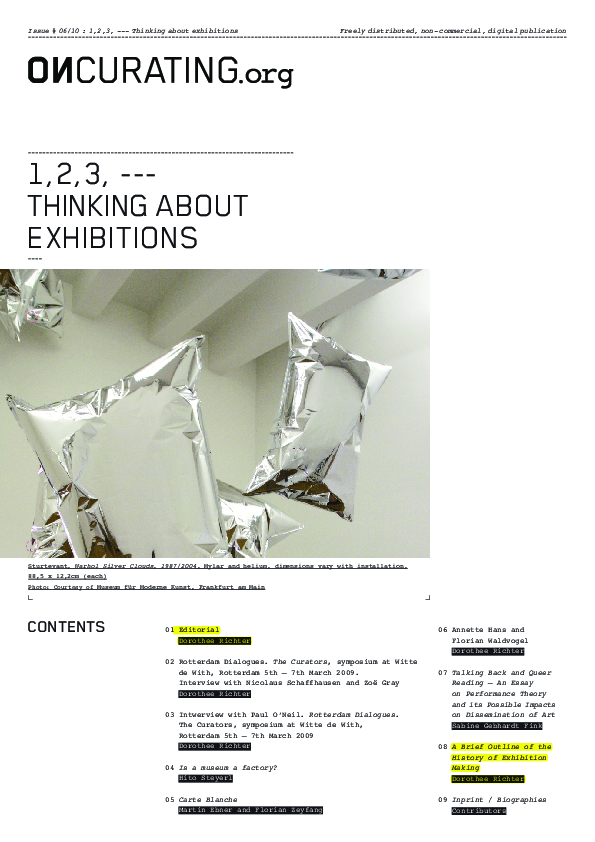 A Brief Outline of the History of Exhibition Making