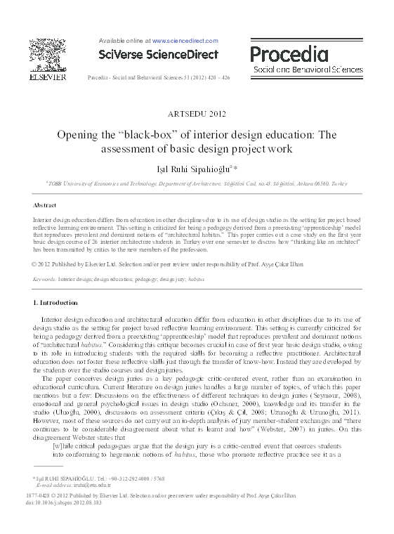 (PDF) Opening the “Black-Box” of Interior Design Education: The ...