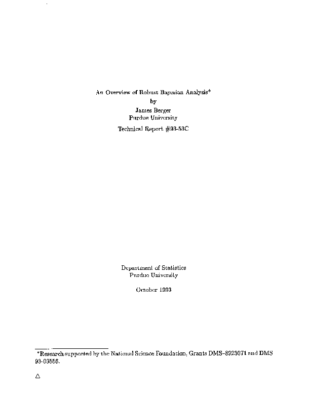 (PDF) An overview of robust Bayesian analysis