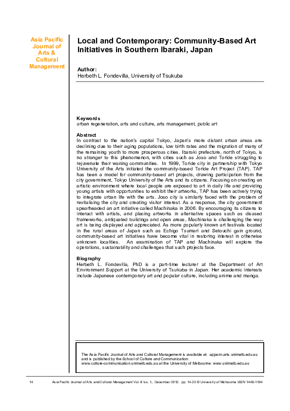 (PDF) Local and Contemporary: Community-Based Art Initiatives in ...