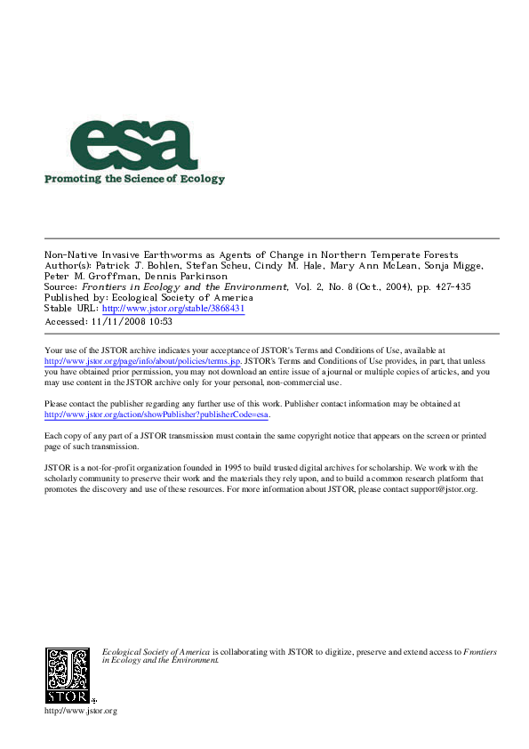 (PDF) Non-native invasive earthworms as agents of change in northern ...