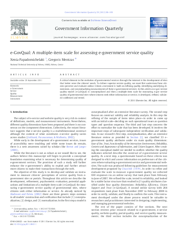 (PDF) e-GovQual: A multiple-item scale for assessing e-government ...