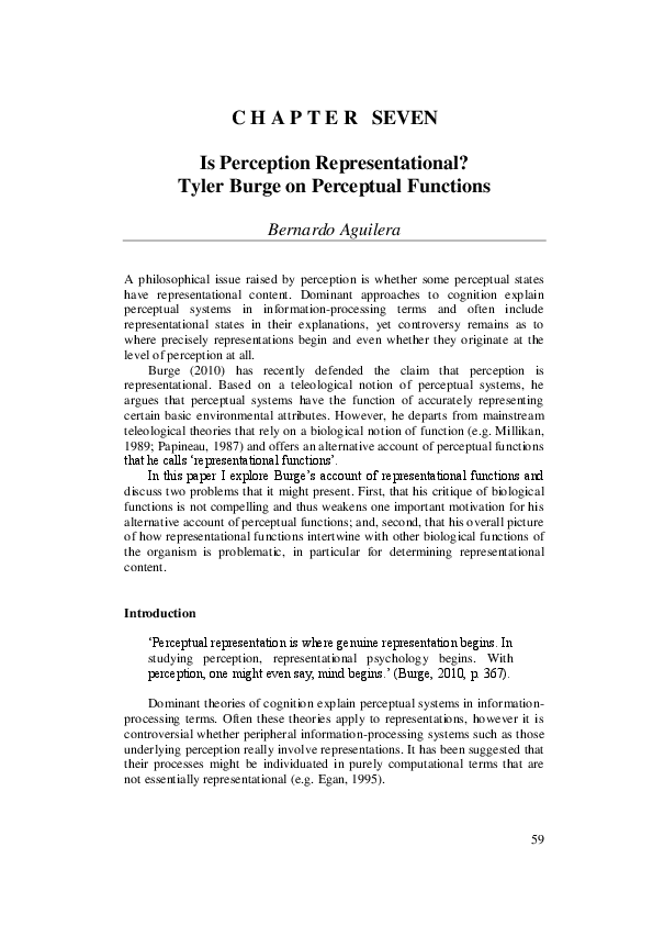 (PDF) Is Perception Representational? Tyler Burge on Representational ...