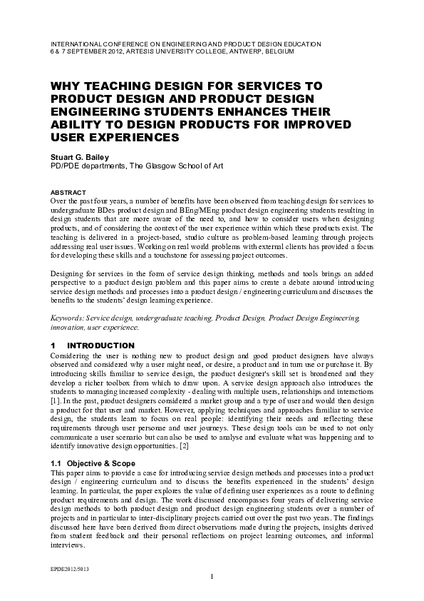 (PDF) Why Teaching Design for Services to Product Design and Product ...