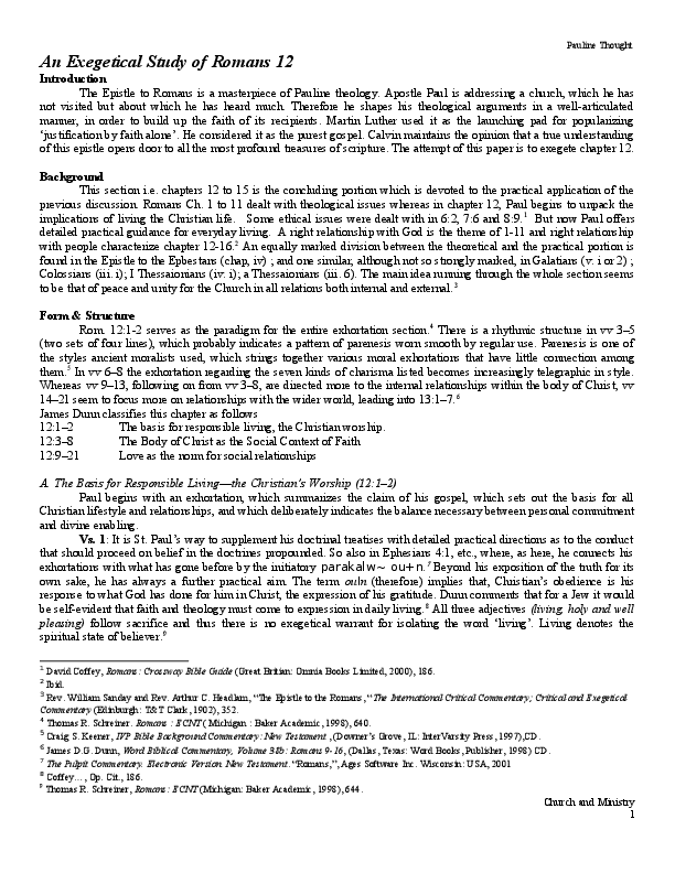 (DOC) An Exegetical Study of Romans 12...