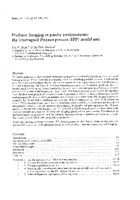(PDF) Predator foraging in patchy environments: the interrupted Poisson ...