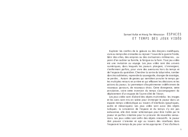 (PDF) Espaces et temps des jeux vidéo