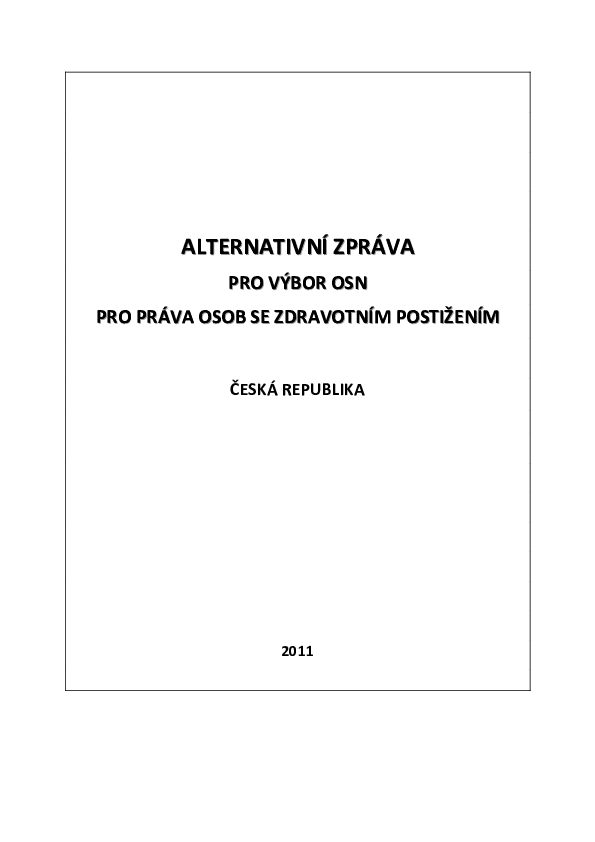(PDF) UN CRPD Alternative Report, Czech Republic 2011 | Jan Šiška ...