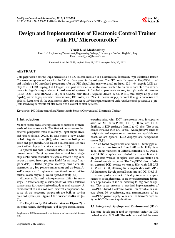 (PDF) Design and Implementation of Electronic Control Trainer with PIC Microcontroller