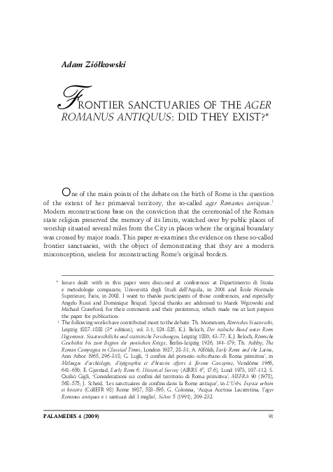 (PDF) Frontier sanctuaries of the ager Romanus antiquus: did they exist?