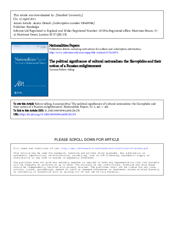 (PDF) The political significance of cultural nationalism: the ...