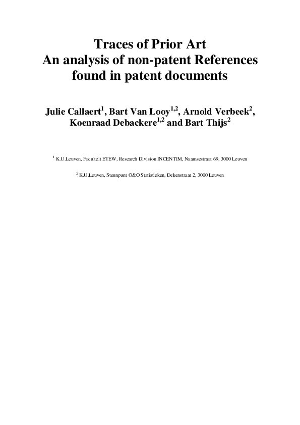 (PDF) Traces of Prior Art: An analysis of non-patent references found ...