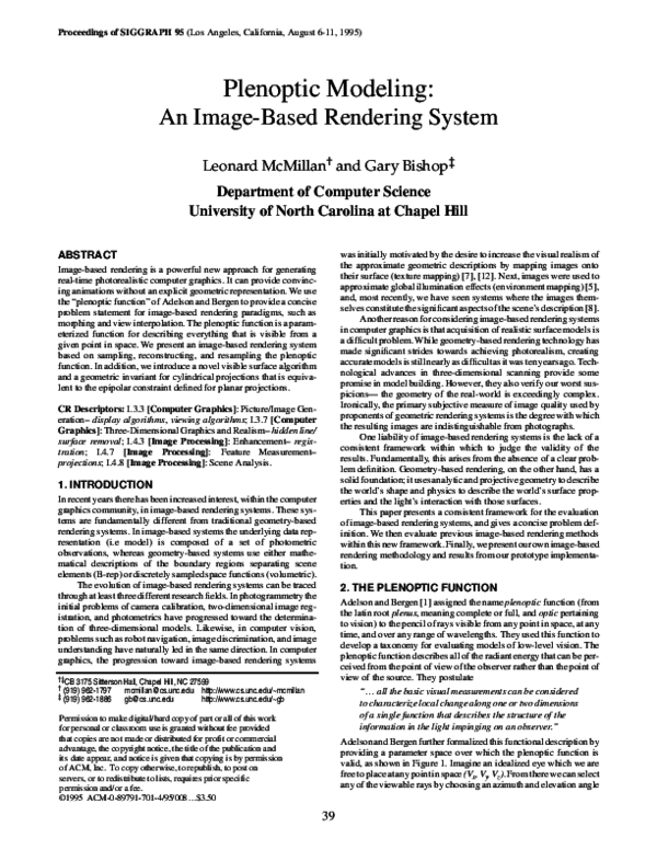 (PDF) Plenoptic Modeling: An Image-Based Rendering System