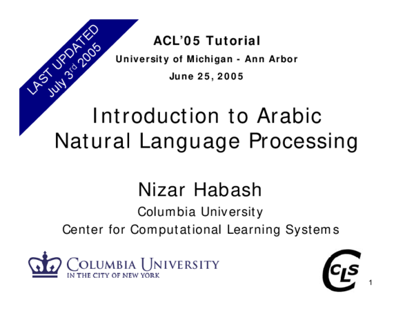 (PDF) Introduction to Arabic Natural Language Processing