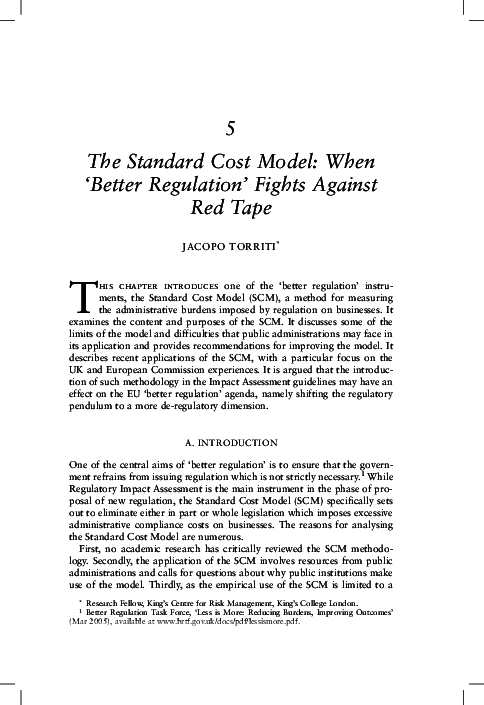 (PDF) The Standard Cost Model: when better regulation fights against ...