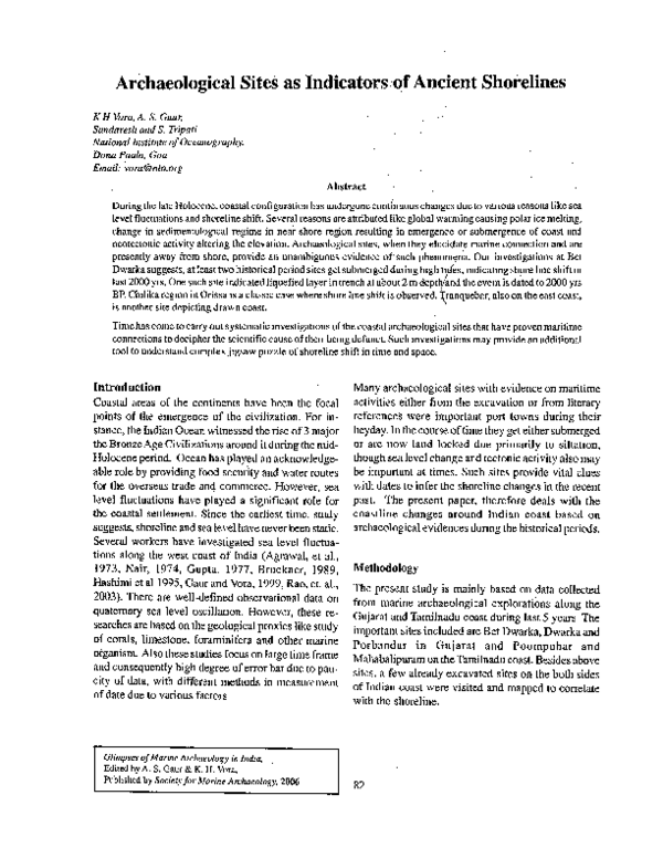 (PDF) Archaeological sites as indicators of ancient shorelines