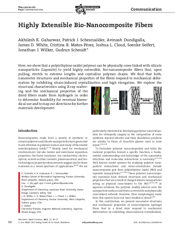 (PDF) Highly Extensible Bio‐Nanocomposite Fibers