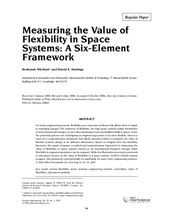 (PDF) Measuring the Value of Flexibility in Space Systems: A Six ...