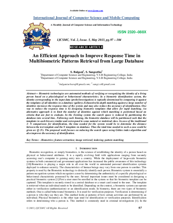 (PDF) An Efficient Approach to Improve Response Time in Multibiometric Patterns Retrieval from ...