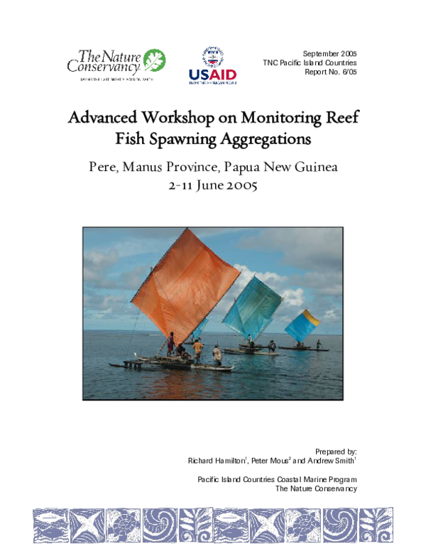 (PDF) Advanced Workshop on Monitoring Reef Fish Spawning Aggregations ...