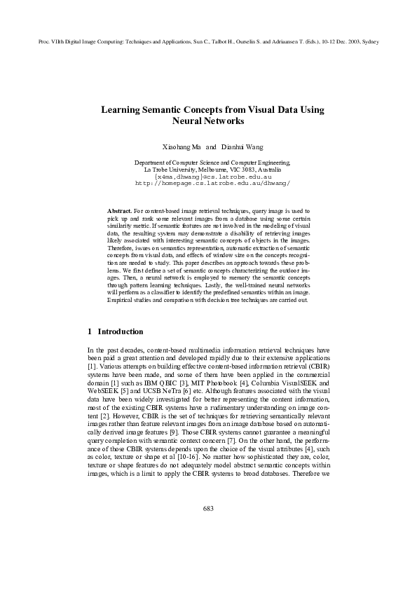 (PDF) Learning Semantic Concepts from Visual Data Using Neural Networks