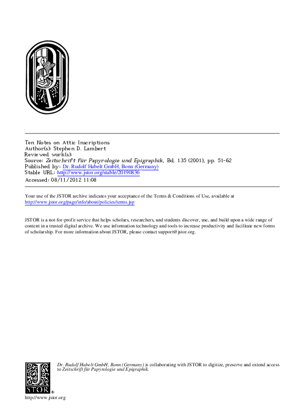 (PDF) Ten Notes on Attic Inscriptions (2001)