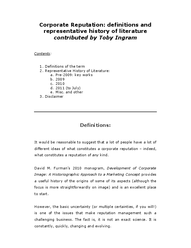 (PDF) Corporate Reputation Management